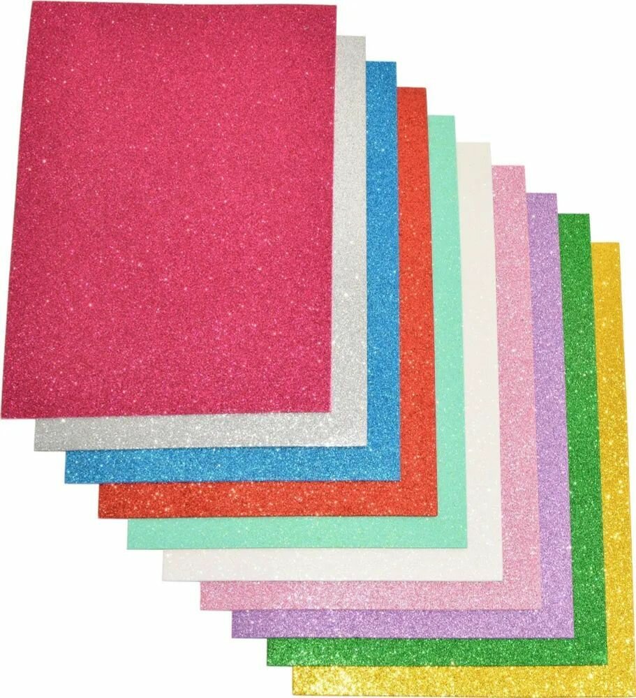 Фоамиран deVENTE С блестками, глиттерный, А4, 10 листов, 10 цветов