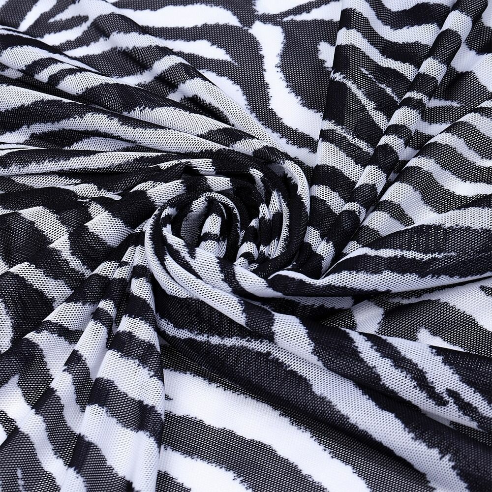 Сетка эластичная TBY 100 г/м2, принт Зебра, ширина 160 см, цвет белый, черный упаковка 3 м