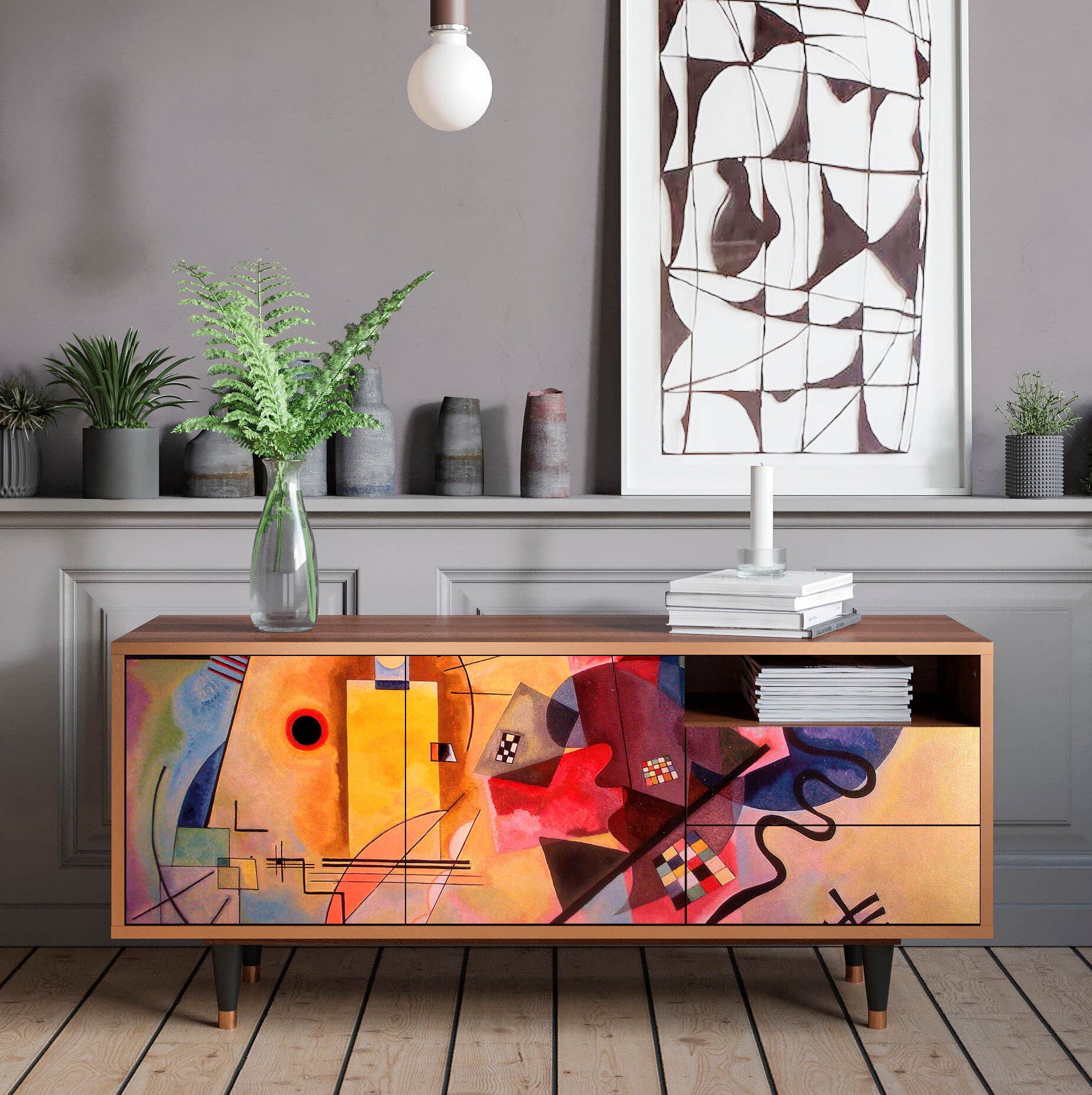 ТВ-Тумба - STORYZ - T7 Modern Art by Kandinsky , Размер - 125 x 56 x 41 см, Цвет корпуса - , Орех