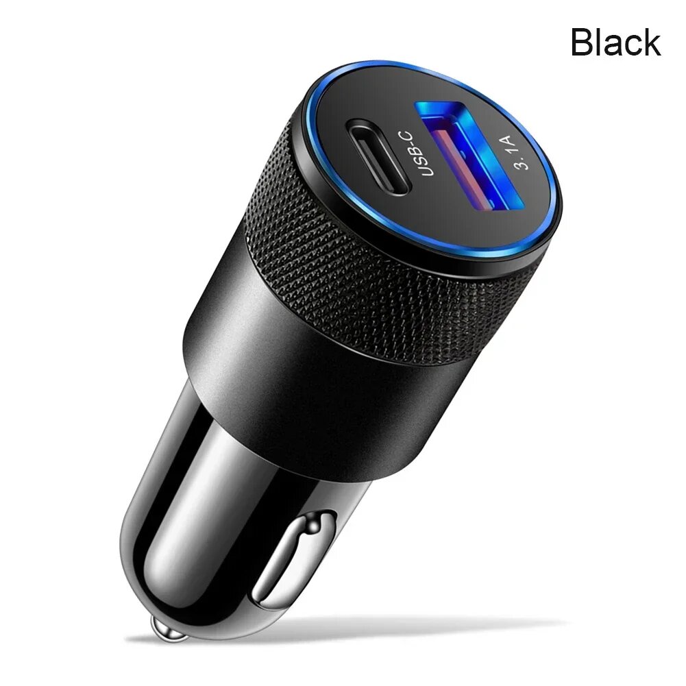 Автомобильное зарядное USB Type-C, 3.1A, Black
