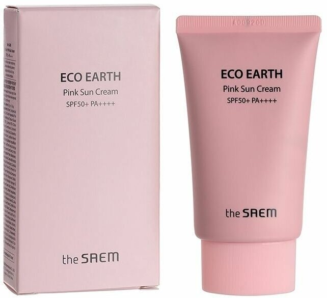 The Saem Солнцезащитный крем для проблемной и чувствительной кожи 50 мл Eco Earth Pink Sun Cream SPF50+ PA