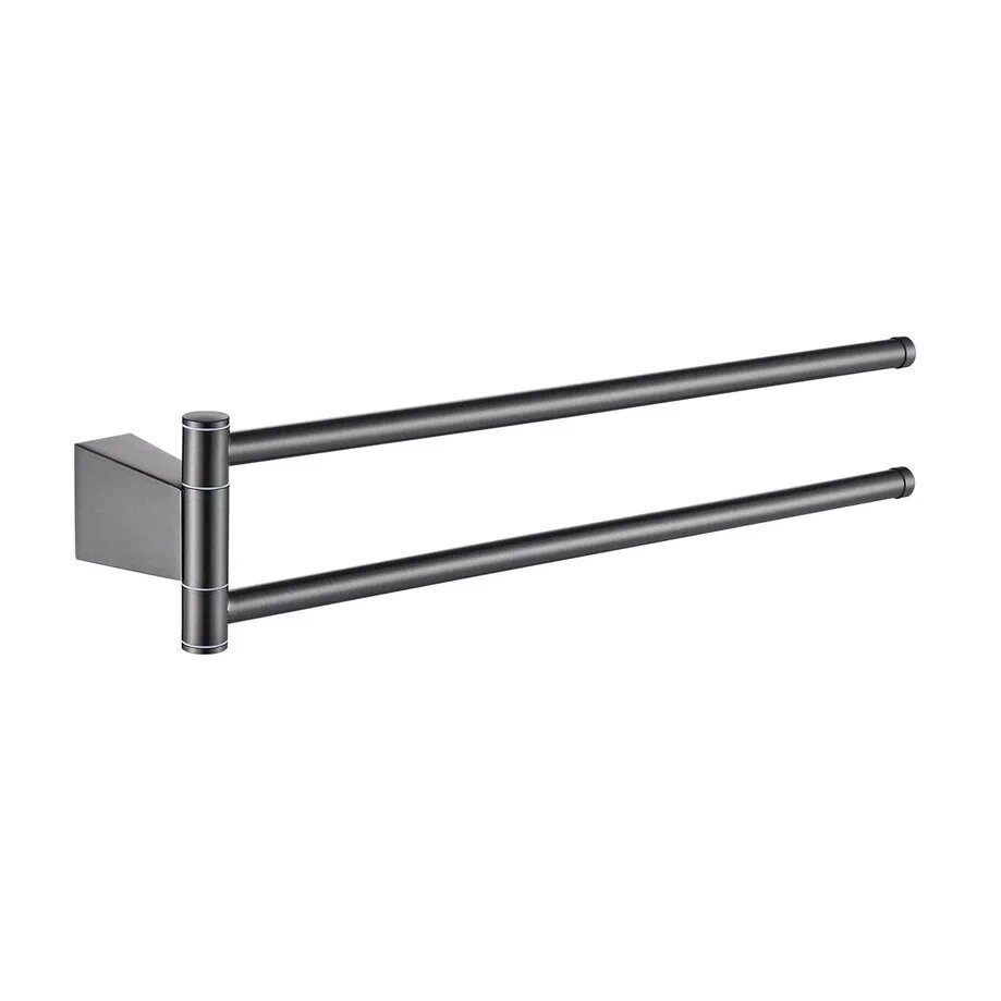 Полотенцедержатель поворотный двойной Shevanik SG5707T, оружейная сталь