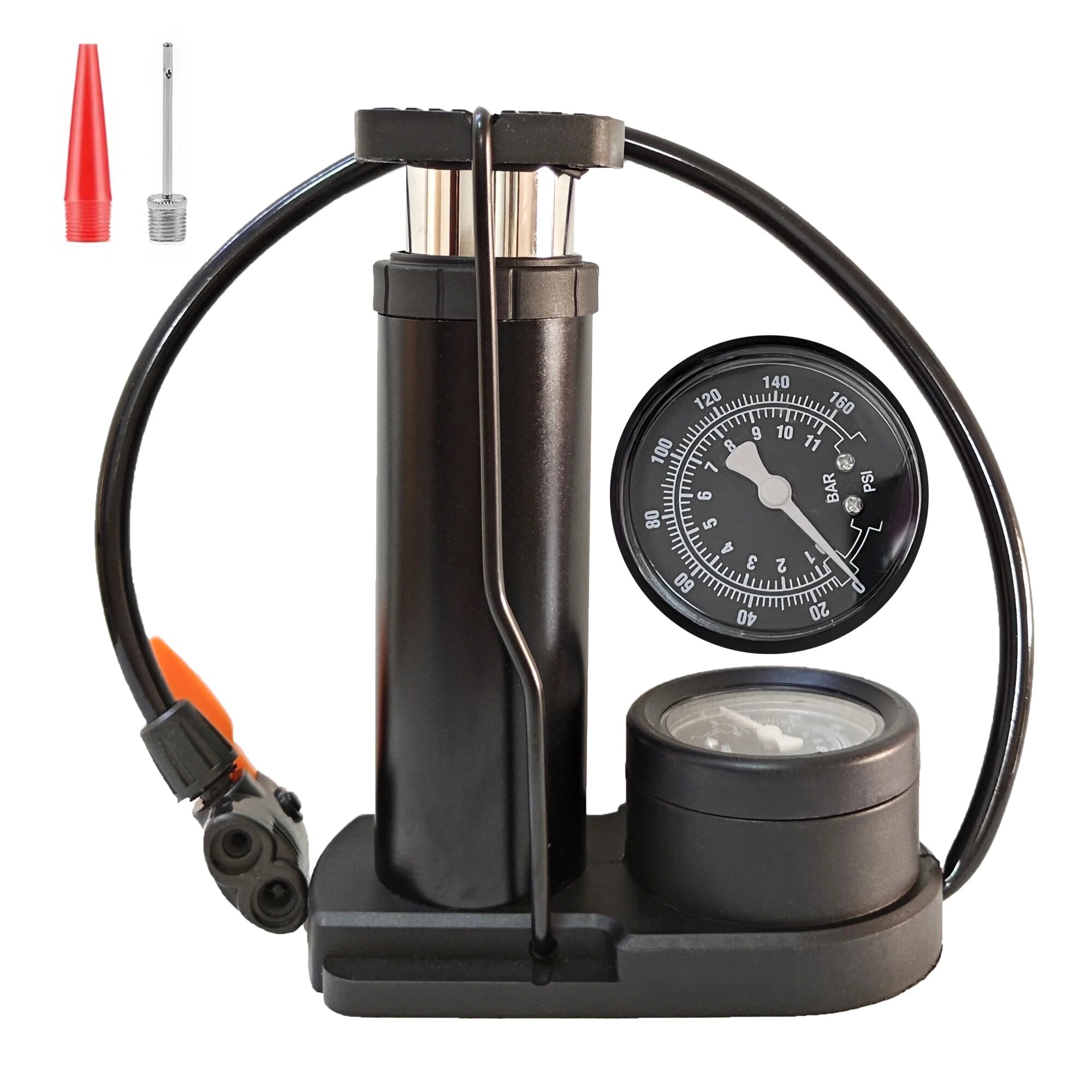 Велосипедный насос, шаровой насос с манометром высокого давления 160 PSI, портативный мини-напольный велосипедный насос с клапаном Schrader и Presta для велосипедных шин, баллоны, черный