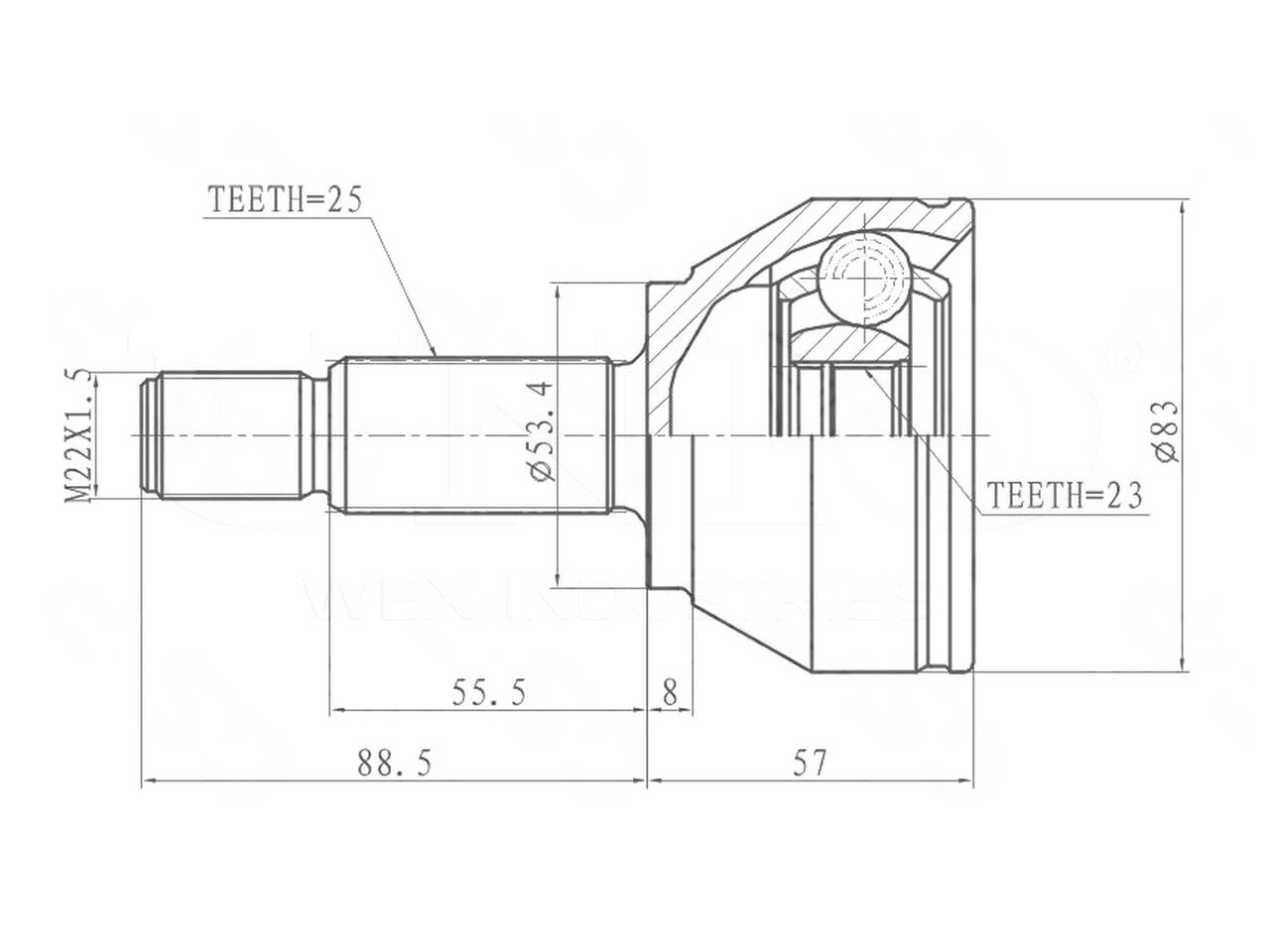 UNIO CVJ-20045 (1063498 / 1119199 / 1361301) шрус внешний Ford (Форд) Focus (Фокус) 98-, Fusion (Фюжин) 04-, Fiesta (Фиеста)
