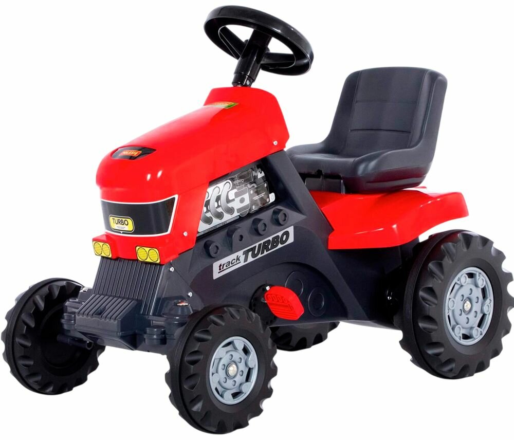 Машинка-каталка "Turbo", трактор с педалями, развивающая игрушка для малышей, детская каталка для дома и улицы, цвет красный