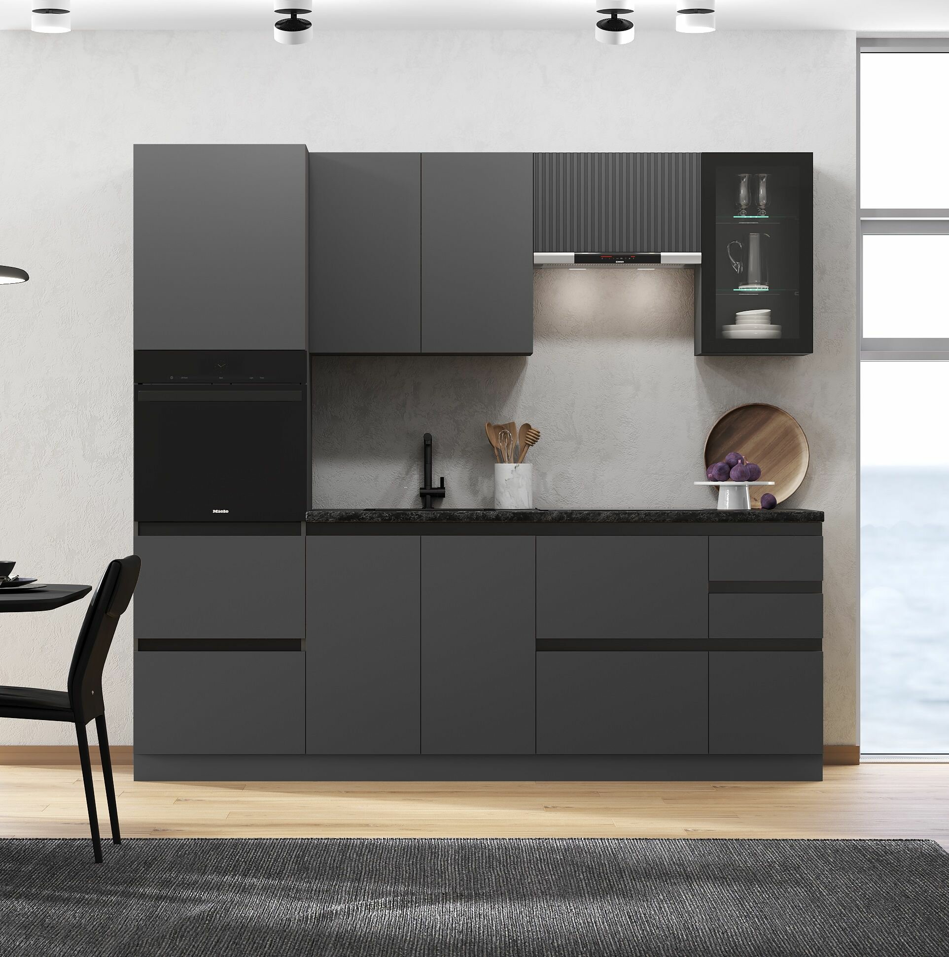 Кухня Техно-6 2,4м Графит/Графит софт NEW