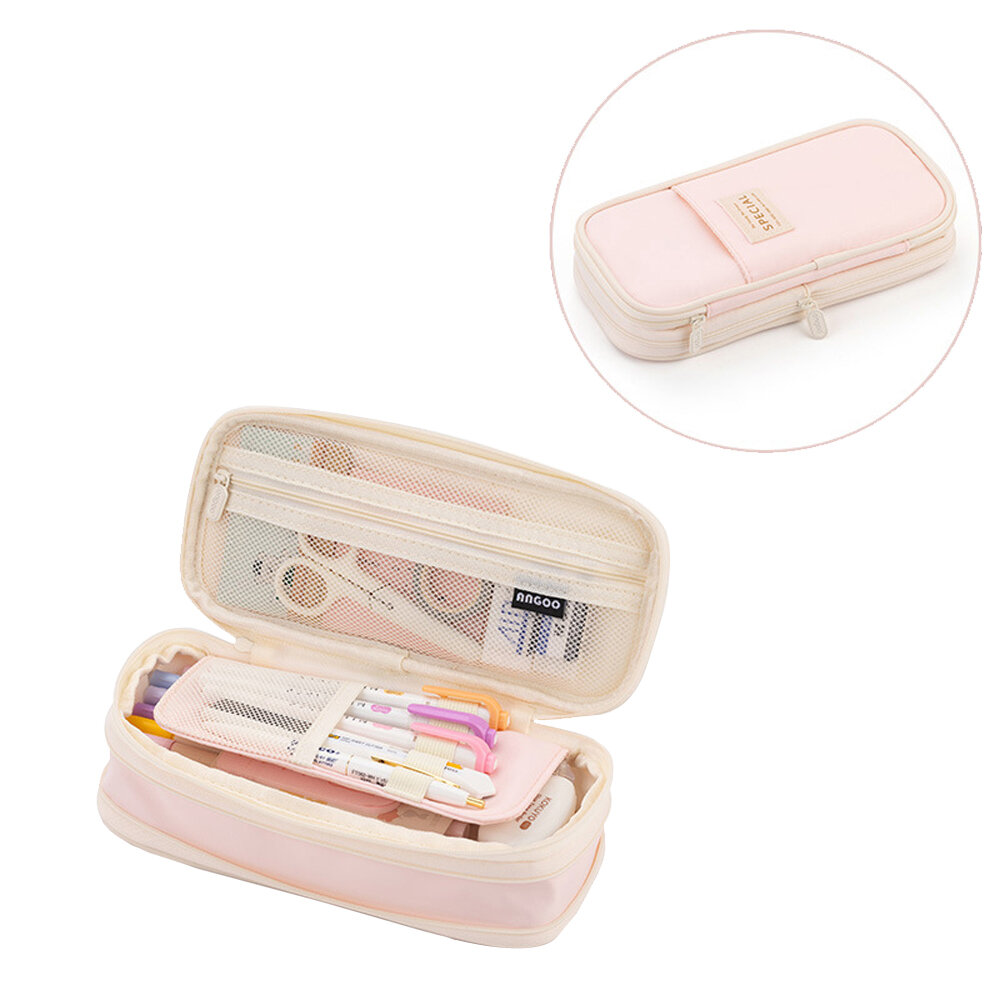 Раскладывающийся большой пенал для девочек и мальчиков, эстетичный школьный пенал на молнии, милый кавайный органайзер для карандашей для младших школьников.