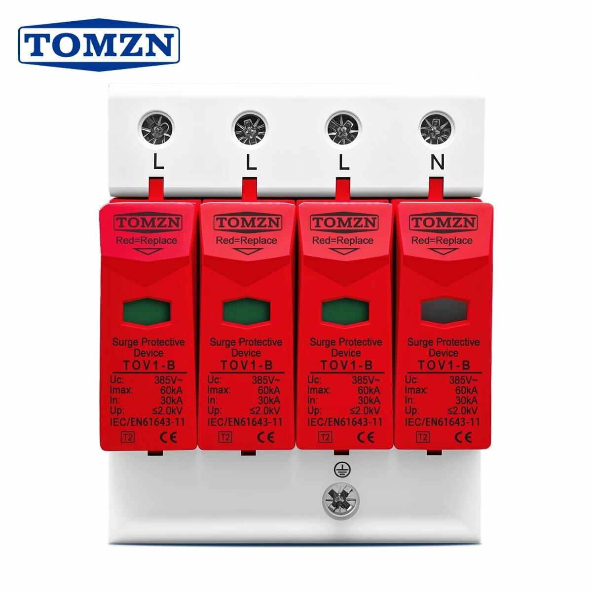 Защитник от перенапряжения TOMZN TZG40-B 30KA~60KA 3P+N
