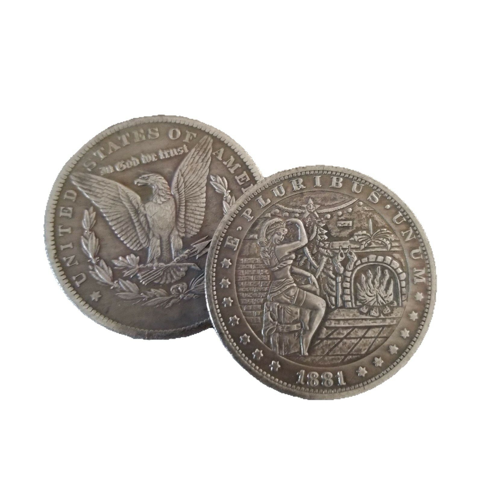Памятная монета в стиле хобо 1881 года, старинная медная реплика монеты с изображением камина и орлов, винтажная коллекционная монета для демонстрации или художественной коллекции, двухстороннее тиснение
