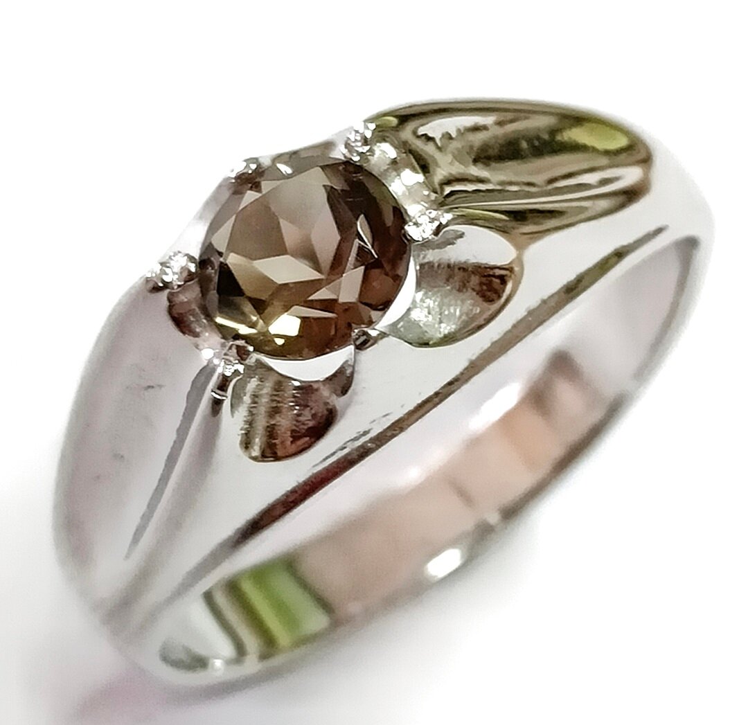 Печатка, серебро, 925 проба, родирование, раухтопаз