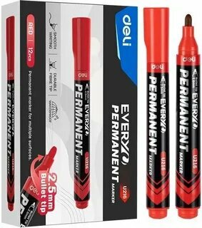 Маркер перманентный Deli EU217-RD Everyu круг. пулевидный пиш. наконечник 2.5мм заправляемый красный