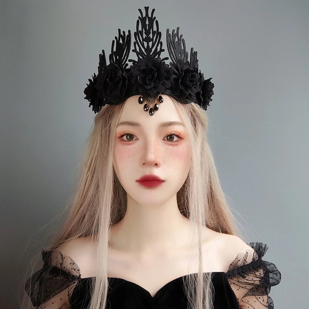 Кожаная тиара с шипами FD-113 black