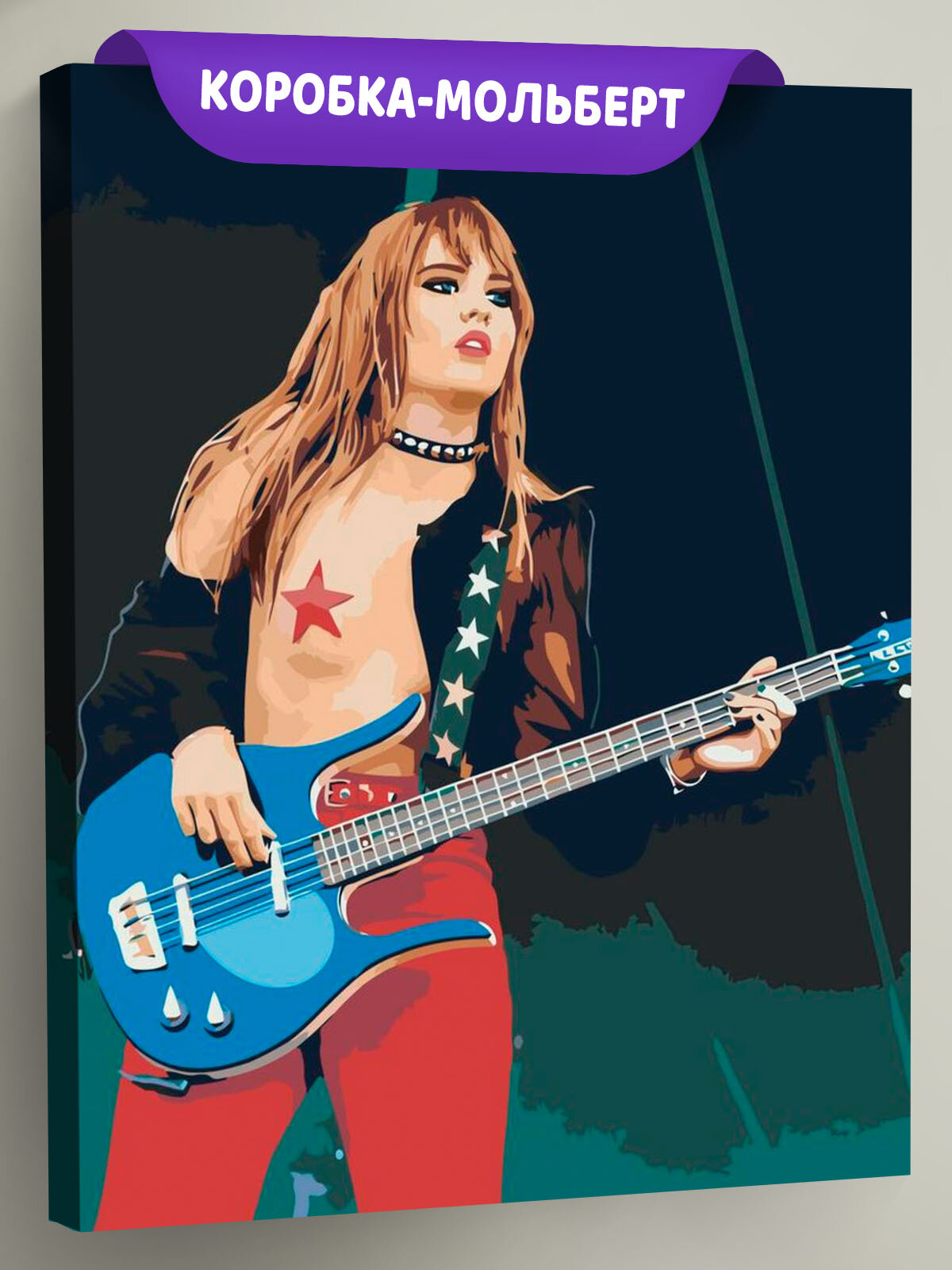 Картина по номерам на холсте с подрамником "Группа Maneskin Манескин: Виктория Де Анджелис с гитарой" Раскраска 40x50