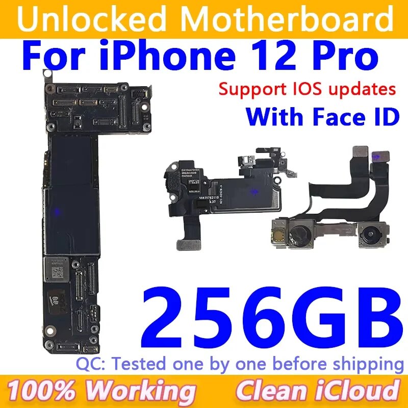 Разблокированная материнская плата для iPhone 12 mini 12 pro/12 Pro MAX с логической платой Face ID, чистая iCloud, полностью работает для платы iphone 12 12Pro-256G Face ID