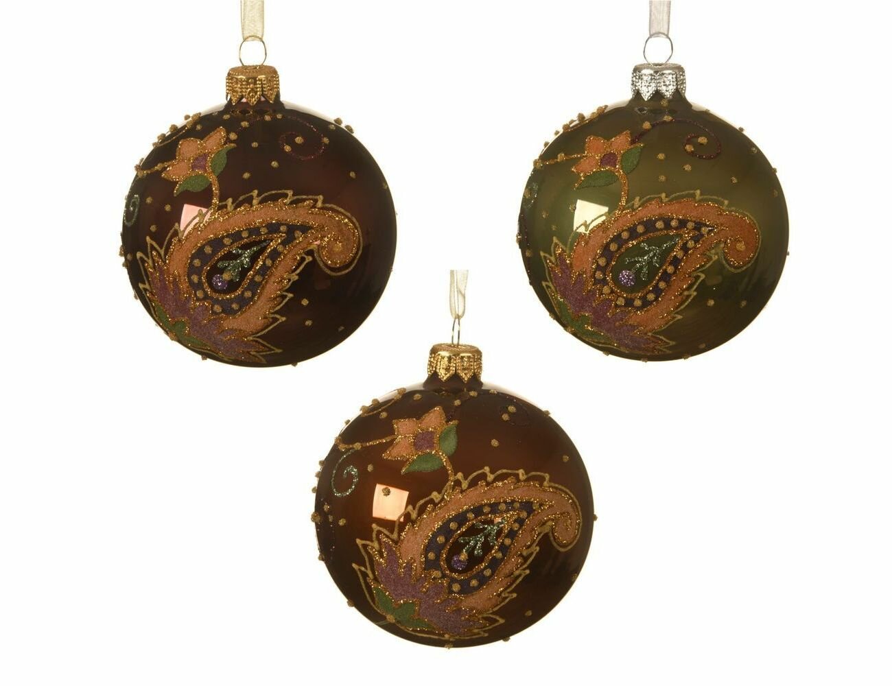 Набор стеклянных шаров подарок жар-птицы, 8 см (упаковка 6 шт.), Kaemingk 050520-набор