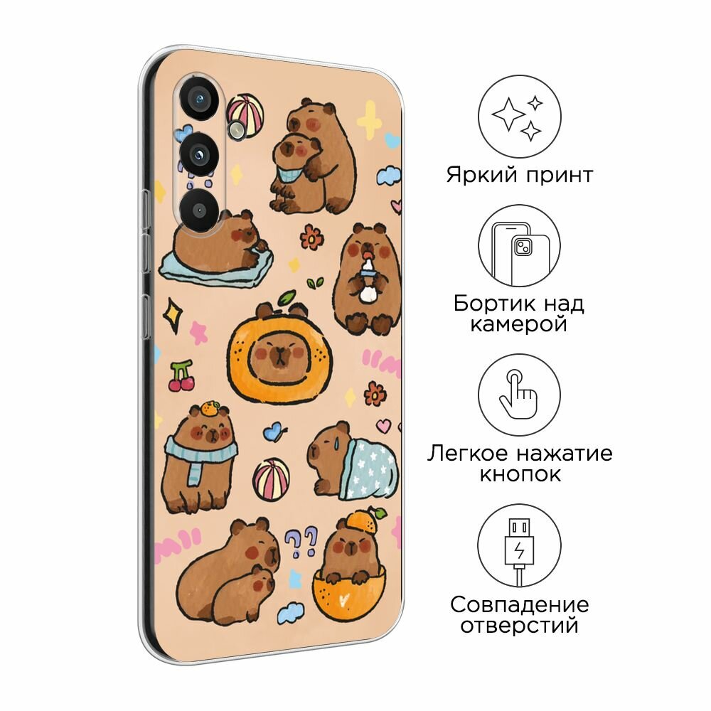 Чехол на Samsung Galaxy A34 / Самсунг A34 с принтом "Капибары рисунок" — фото 1