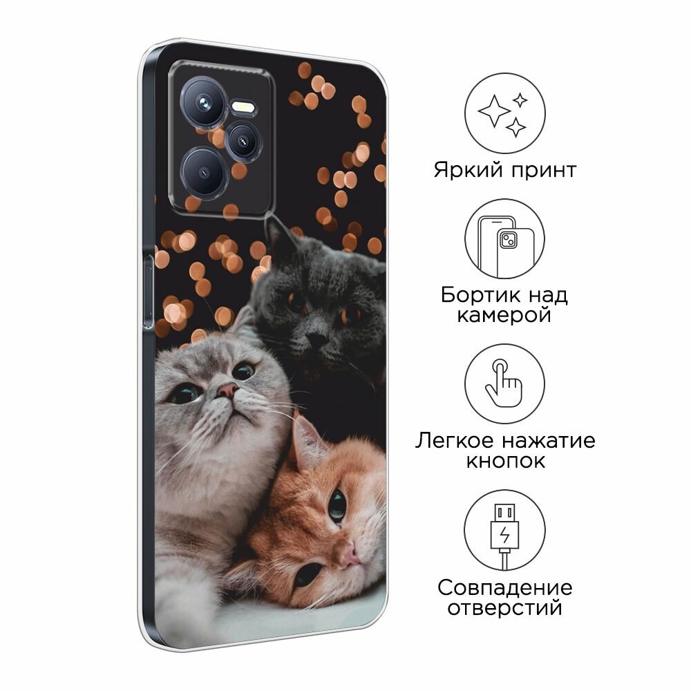 Чехол на Realme C35 / Реалми C35 с принтом "Кошачьи обнимашки" — фото 1