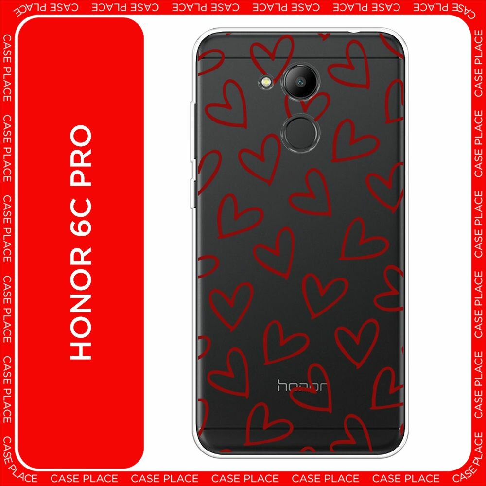 Чехол на Honor 6C Pro / Хонор 6С Про с принтом "Little hearts doodles 2 - 14 февраля", прозрачный