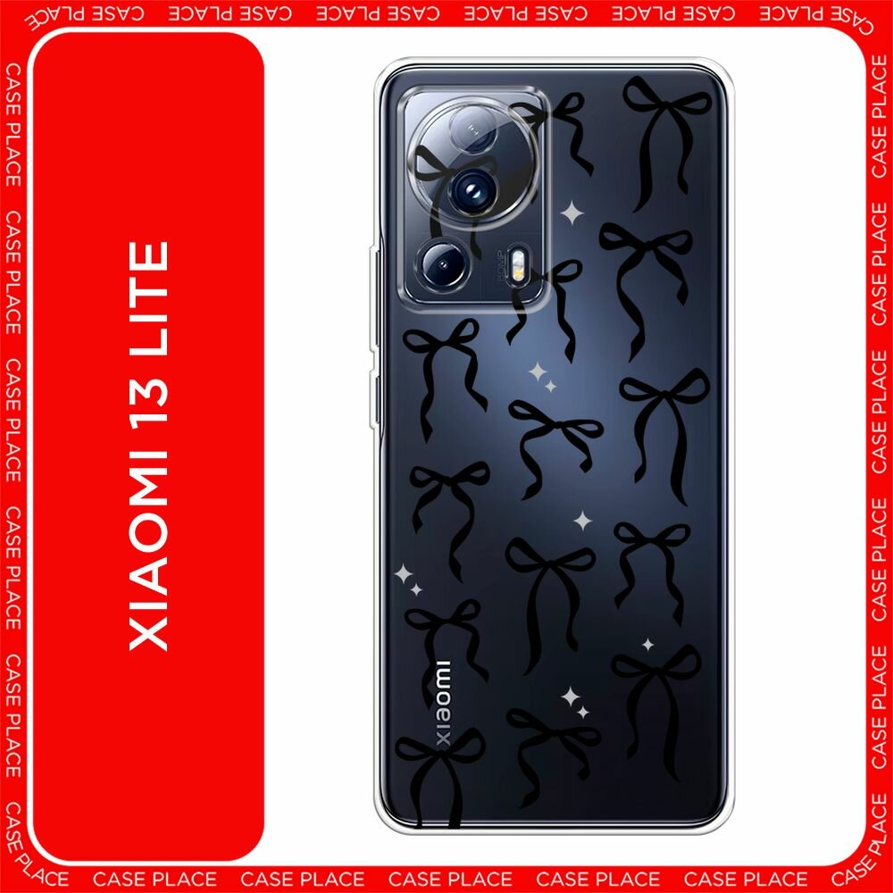 Чехол на Xiaomi 13 Lite / Сяоми 13 Лайт с принтом "Black bows", прозрачный