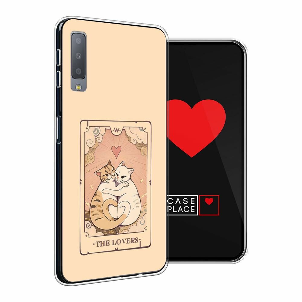 Чехол на Samsung Galaxy A7 2018 / Самсунг Галакси А7 2018 с принтом "The lovers cats 1 - 14 февраля" — фото 1