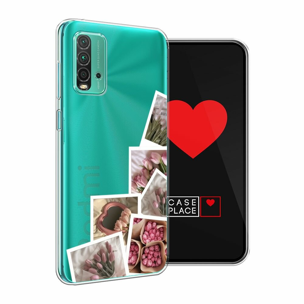 Чехол на Xiaomi Redmi 9T / Сяоми Редми 9Т с принтом "Весенние фото - 8 марта", прозрачный — фото 1