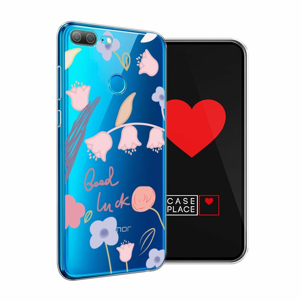 Чехол на Honor 9 Lite / Хонор 9 Лайт с принтом "Lucky flowers", прозрачный — фото 1