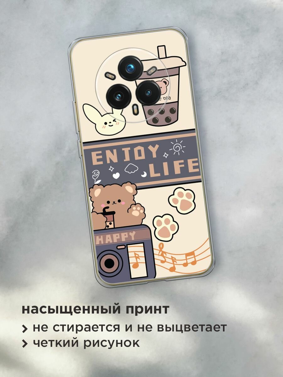 Чехол на Realme 14 Pro+ / Реалми 14 Про+ с принтом "Enjoy life 1" — фото 1