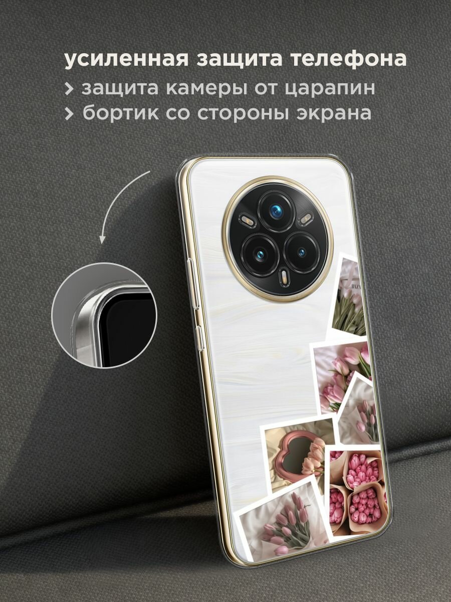 Чехол на Realme 14 Pro+ / Реалми 14 Про+ с принтом "Весенние фото - 8 марта", прозрачный — фото 1