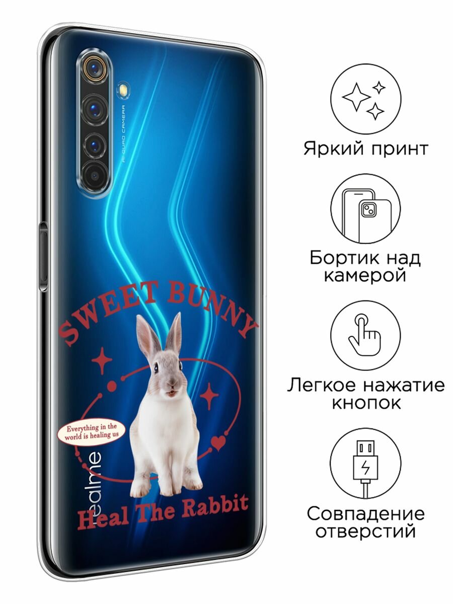 Чехол на Realme 6 Pro / Реалми 6 Про с принтом "Heal the rabbit", прозрачный — фото 1