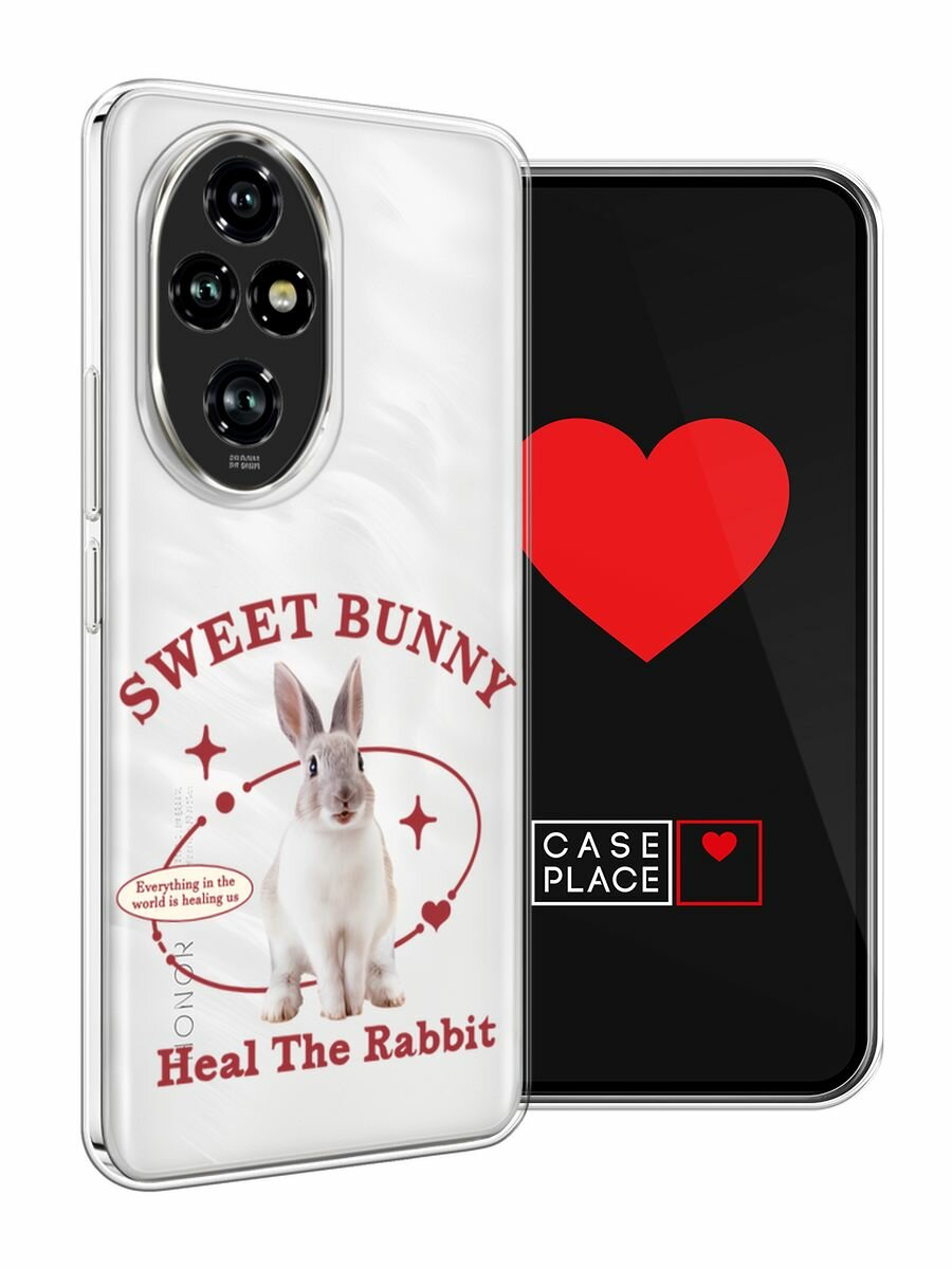 Чехол на Honor 200 Pro / Хонор 200 Про с принтом "Heal the rabbit", прозрачный — фото 1