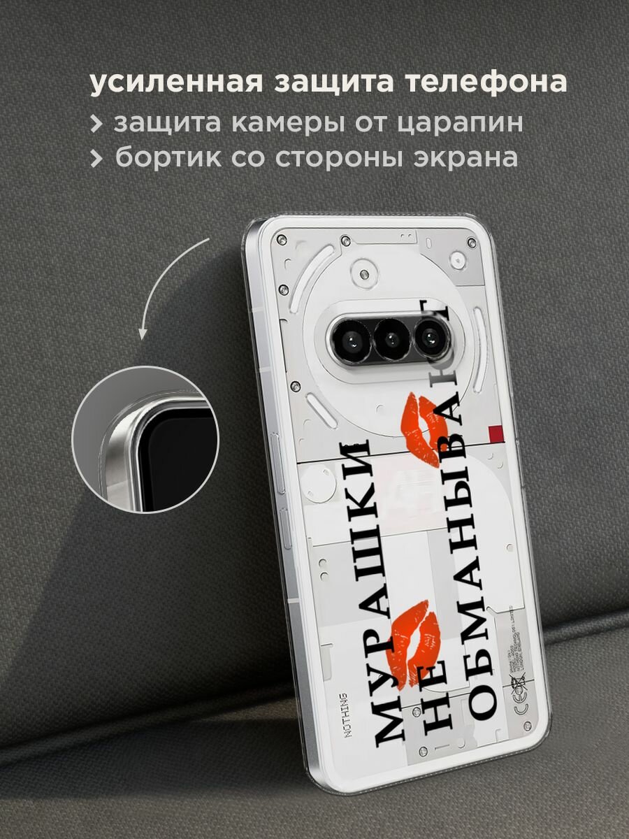 Чехол на Nothing Phone 3a / Нотинг Фон 3а с принтом "Мурашки не обманывают 1 - 14 февраля", прозрачный — фото 1