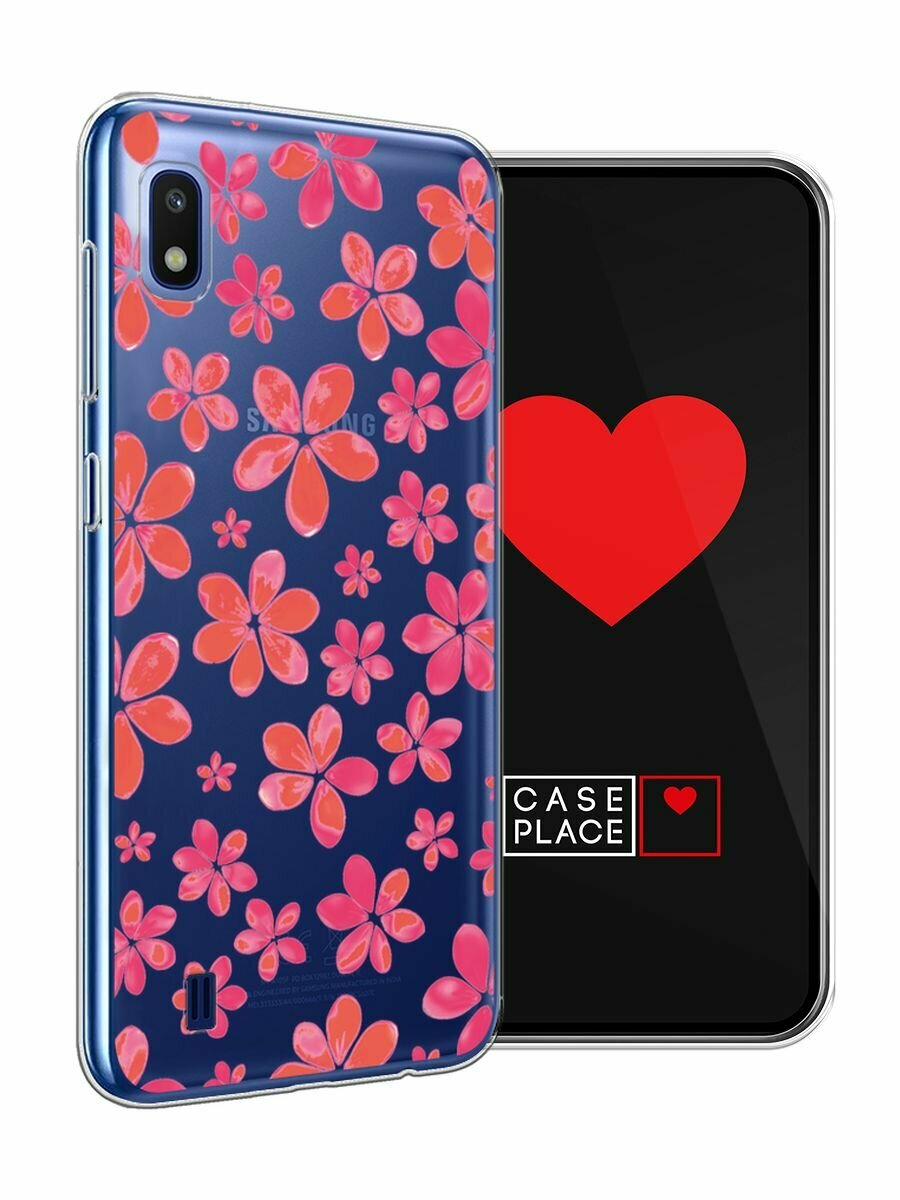 Чехол на Samsung Galaxy A10 / Самсунг Галакси А10 с принтом "Росыпь ярких цветов", прозрачный — фото 1