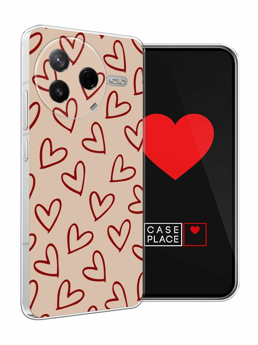 Чехол на Poco F7 Pro / Поко F7 Про с принтом "Little hearts doodles 1 - 14 февраля" — фото 1