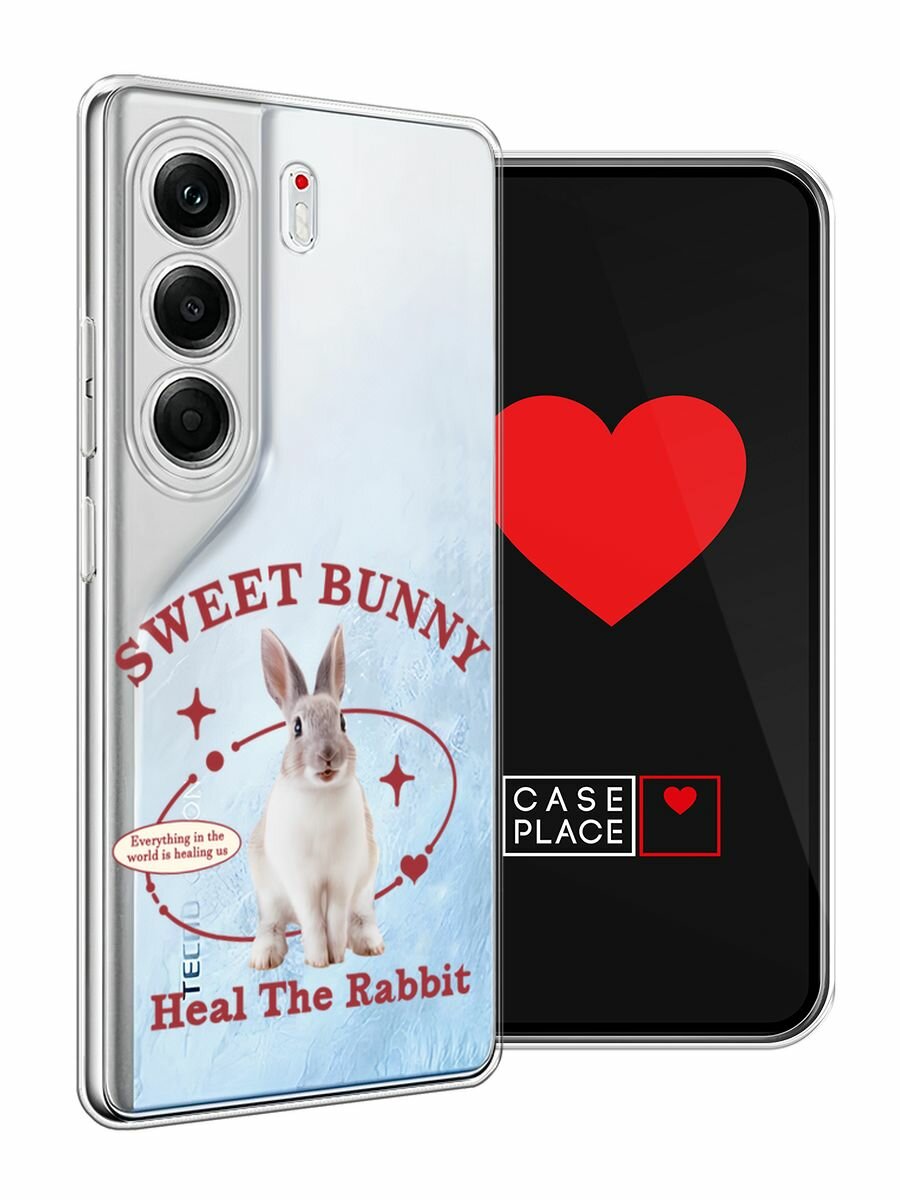 Чехол на Tecno Camon 40 Pro / Текно Камон 40 Про с принтом "Heal the rabbit", прозрачный — фото 1