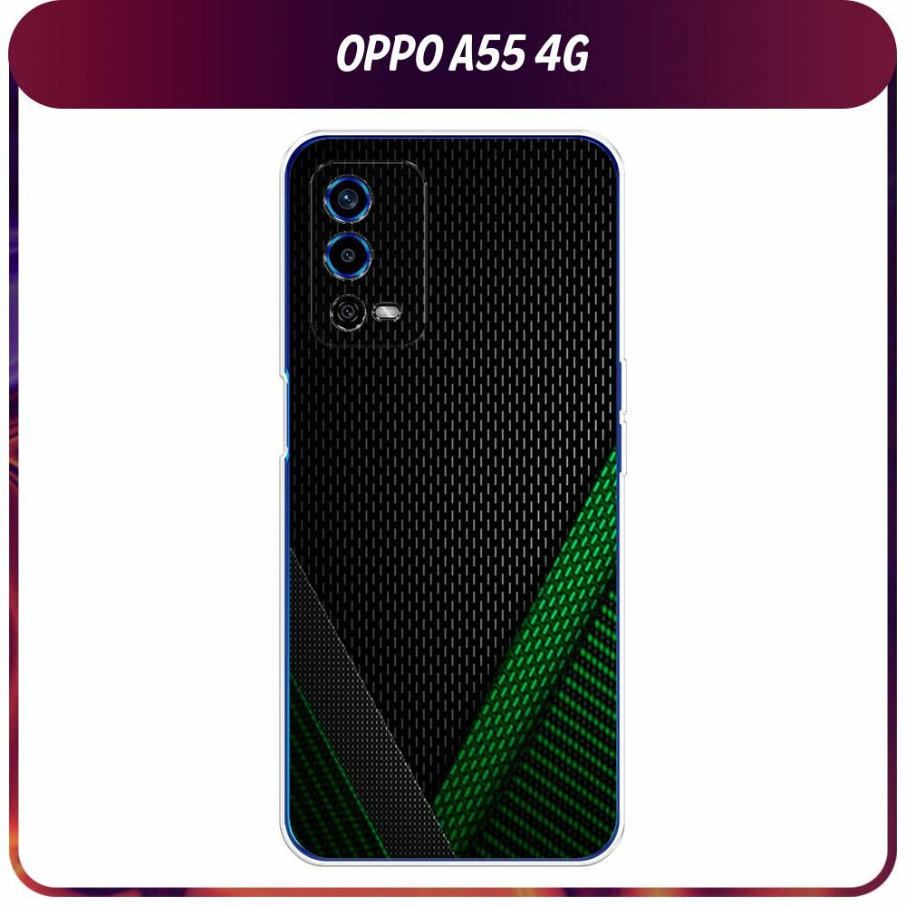 Чехол на Oppo A55 4G / Оппо А55 4G с принтом "Зеленый карбон"