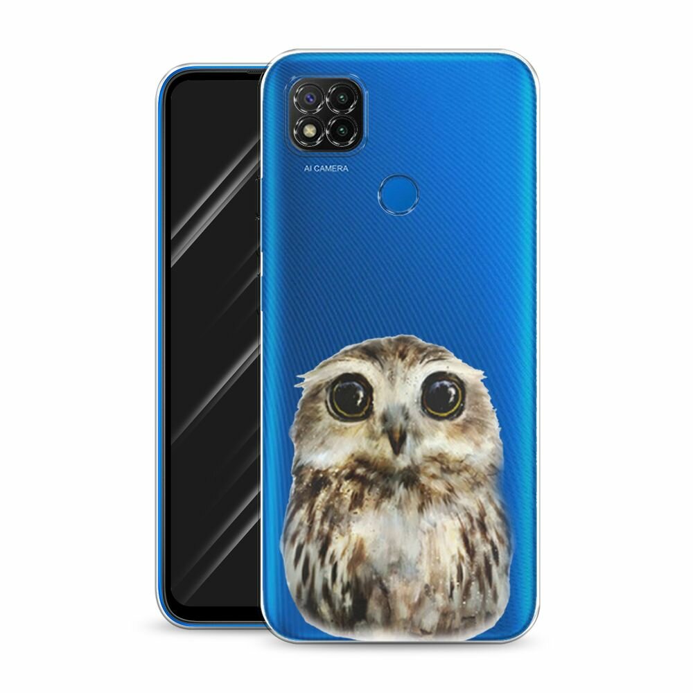 Чехол на Xiaomi Redmi 9C / Сяоми Редми 9C с принтом Большеглазый совенок, прозрачный — фото 1