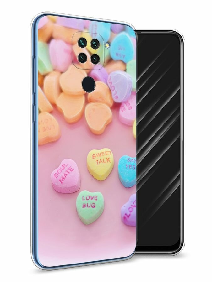 Чехол на Xiaomi Redmi 10X/Note 9 / Сяоми Редми 10Х/Редми Нот 9 с принтом "Конфетки сердечки 2"