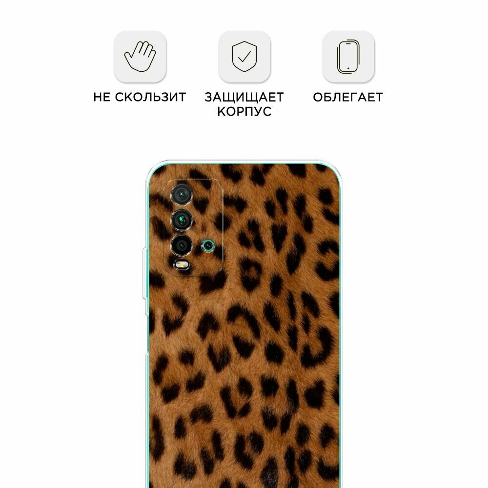 Чехол на Xiaomi Redmi 9T / Сяоми Редми 9Т с принтом "Мех леопарда" — фото 1