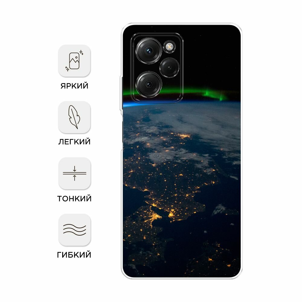 Чехол на Xiaomi Poco X5 Pro 5G / Сяоми Поко X5 Про 5G с принтом "Земля из космоса" — фото 1