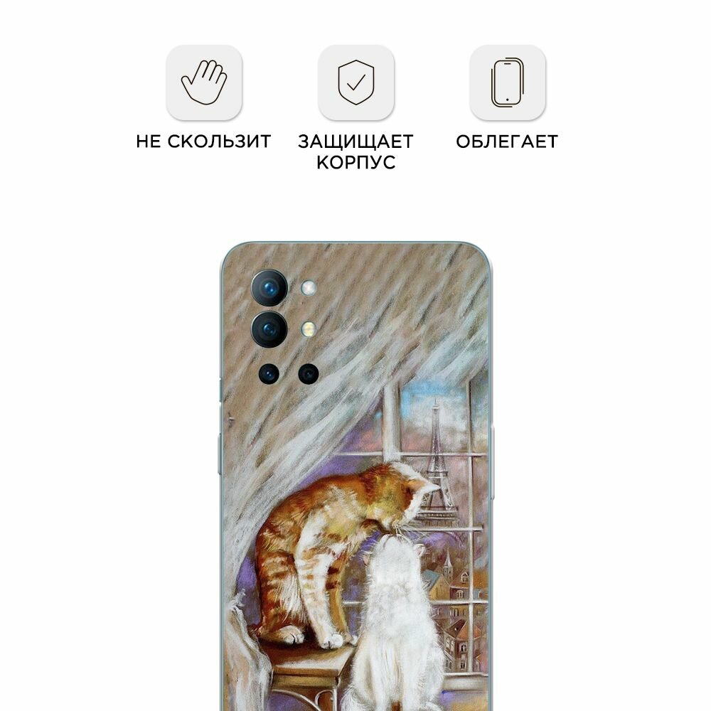 Чехол на OnePlus 9R / ВанПлас 9R с принтом "Влюбленные котики 1" — фото 1