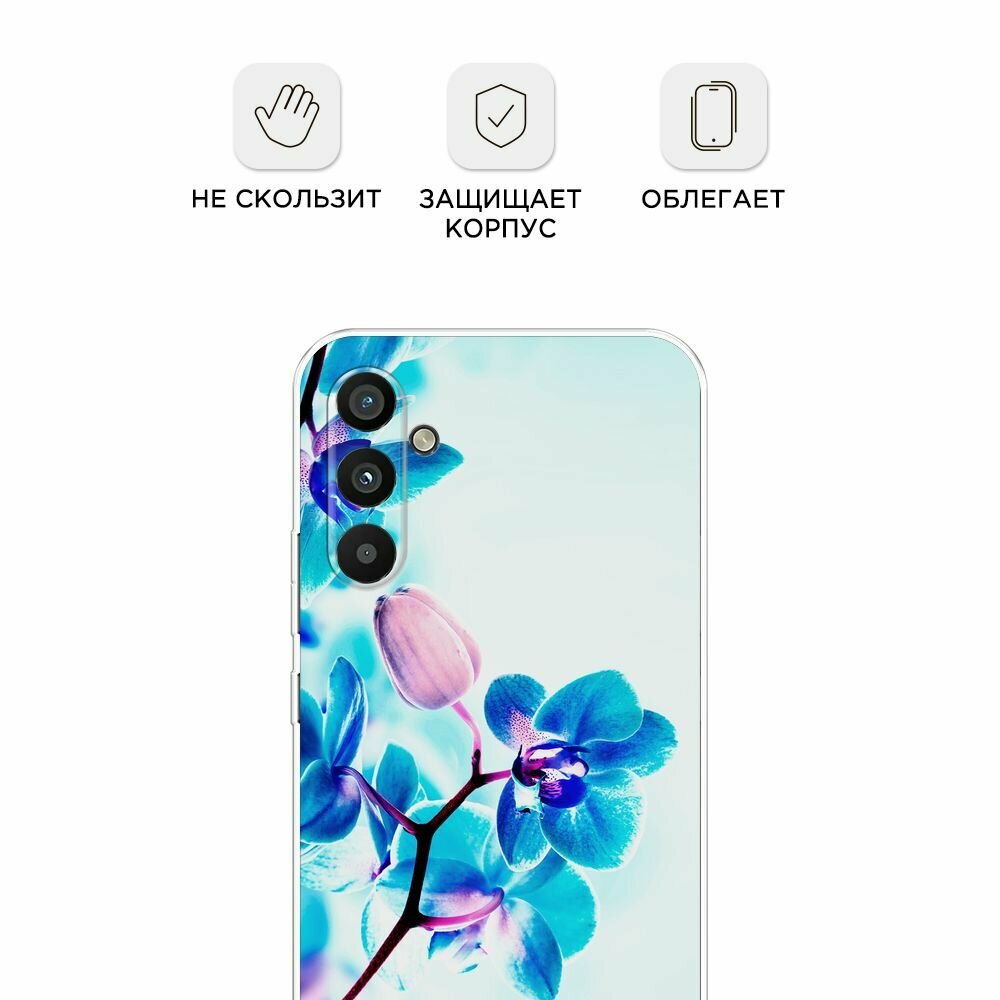 Чехол на Samsung Galaxy A34 / Самсунг A34 с принтом "Голубая орхидея" — фото 1
