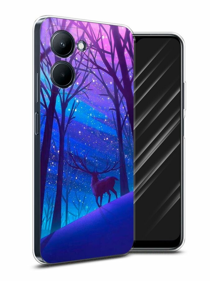 Силиконовый чехол на Realme C33 / Реалми С33 с принтом "Северный олень"