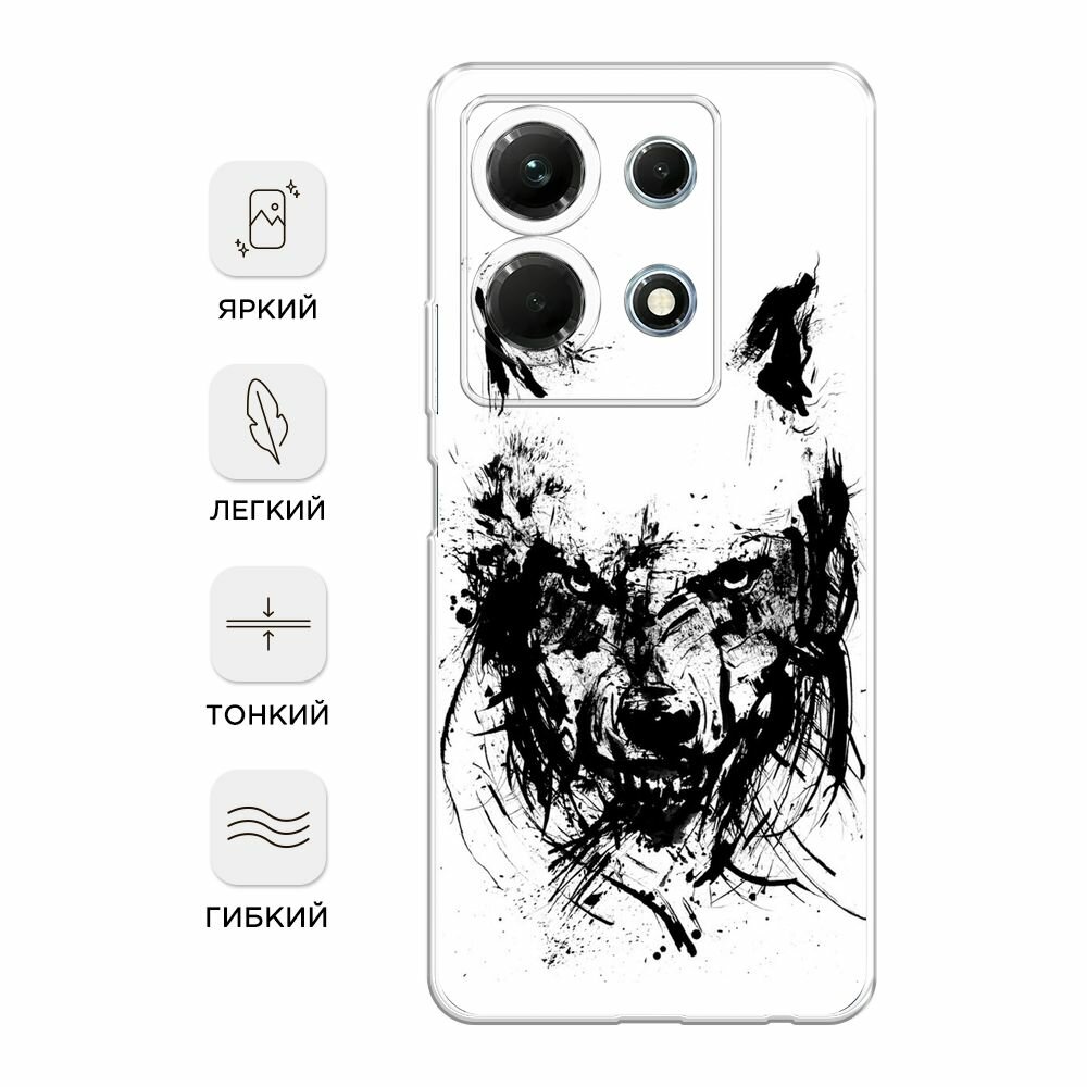 Чехол на Infinix Note 30 4G / Инфиникс Нот 30 4G с принтом Волк тушь — фото 1
