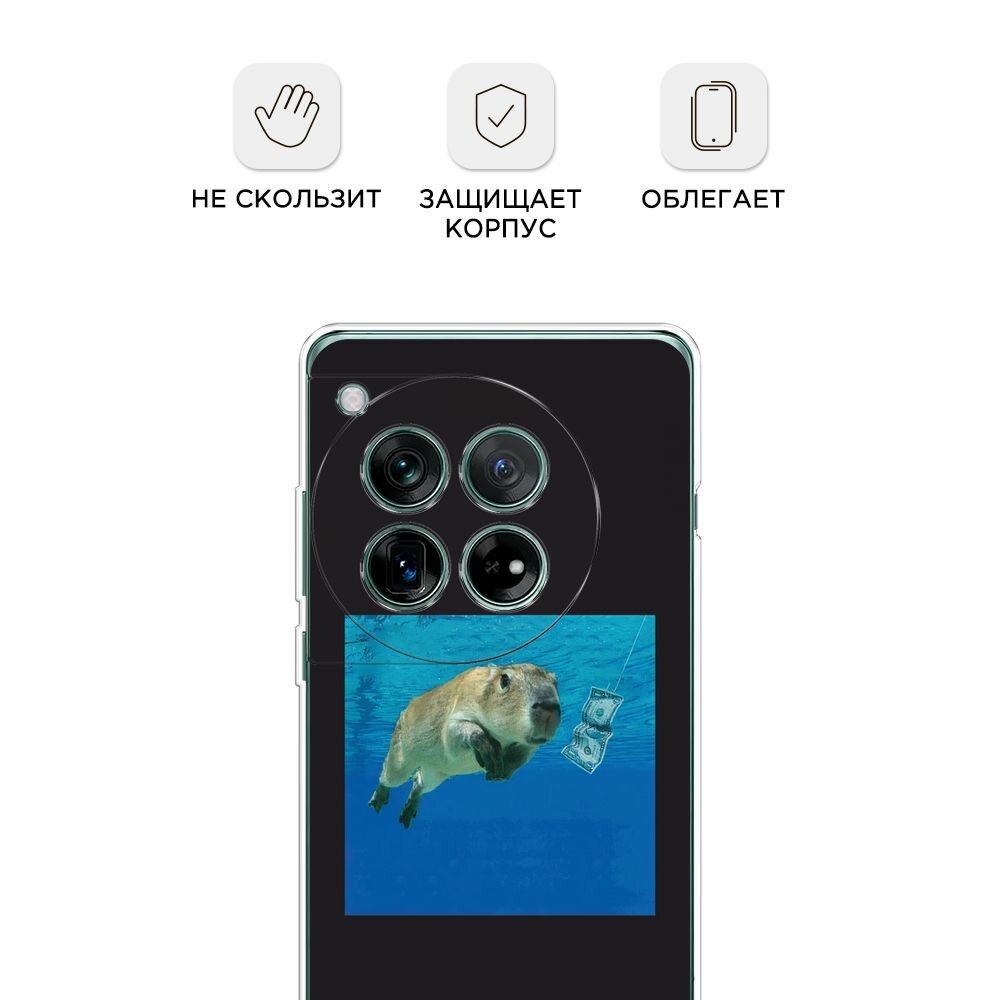 Чехол на OnePlus 12 / Ван Плас 12 с принтом Капибара в бассейне — фото 1