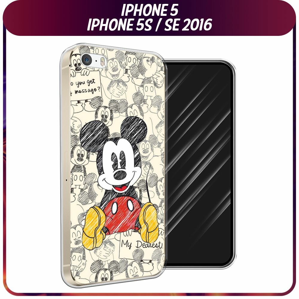 Чехол на Apple iPhone 5/5S/SE / Айфон 5/5S/SE с принтом "Микки Маус"