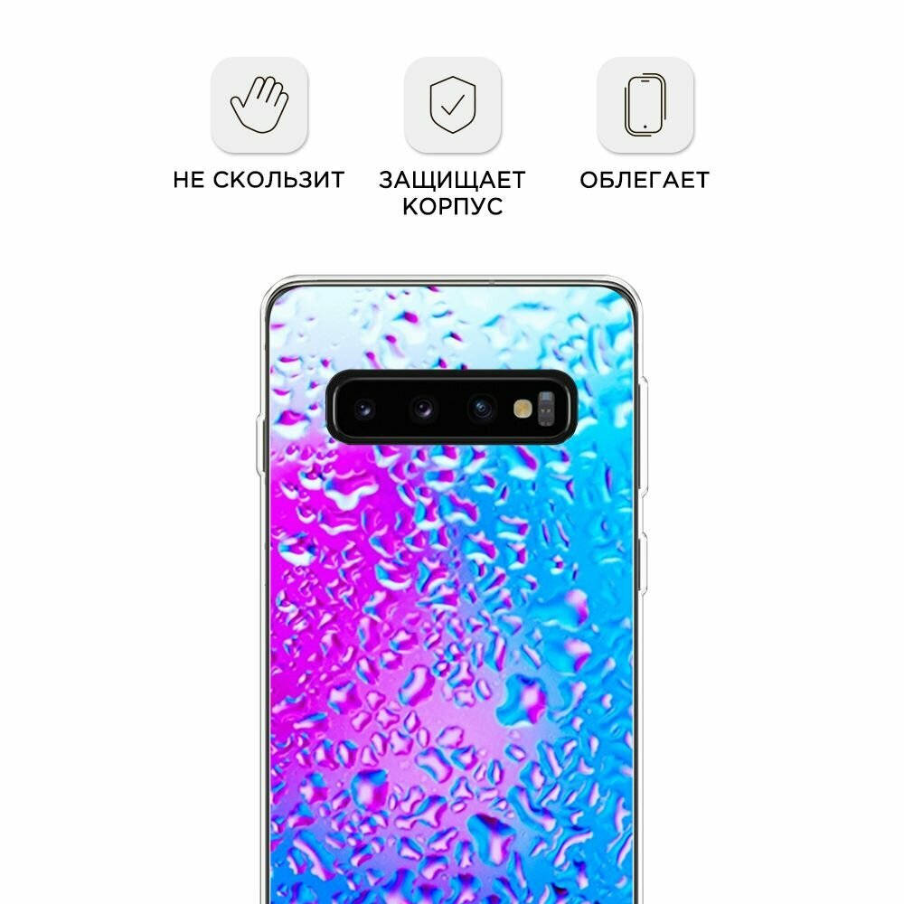 Чехол на Samsung Galaxy S10 + / Самсунг Галакси S10 Плюс с принтом "Капли на стекле" — фото 1