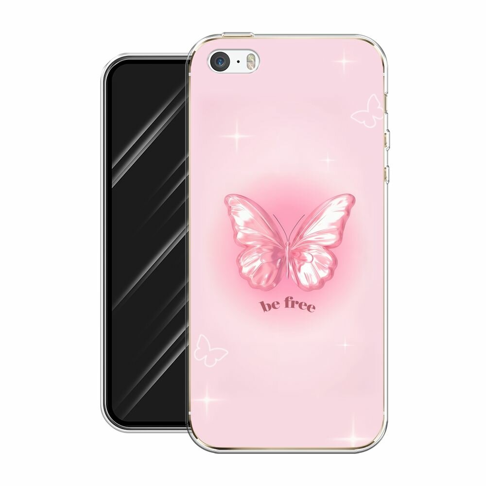 Чехол на Apple iPhone 5/5S/SE / Айфон 5/5S/SE с принтом "Be free butterfly 1" — фото 1