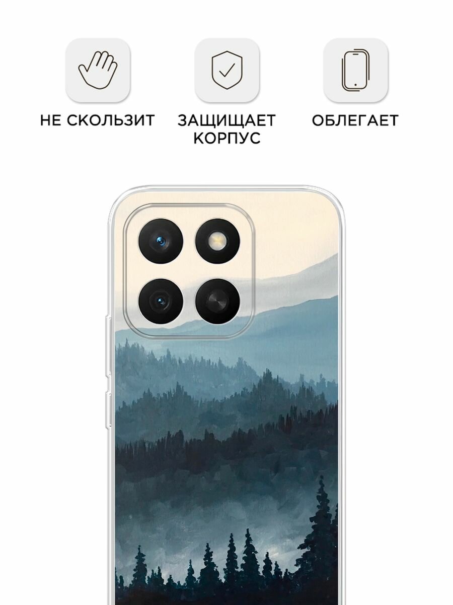 Силиконовый чехол на Honor X8c / Хонор X8c с принтом "Туманные горы" — фото 1