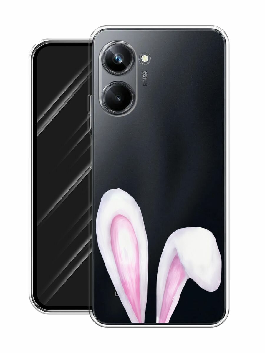 Чехол на Realme 10 Pro / Реалми 10 Про с принтом "Кроличьи уши 2", прозрачный — фото 1