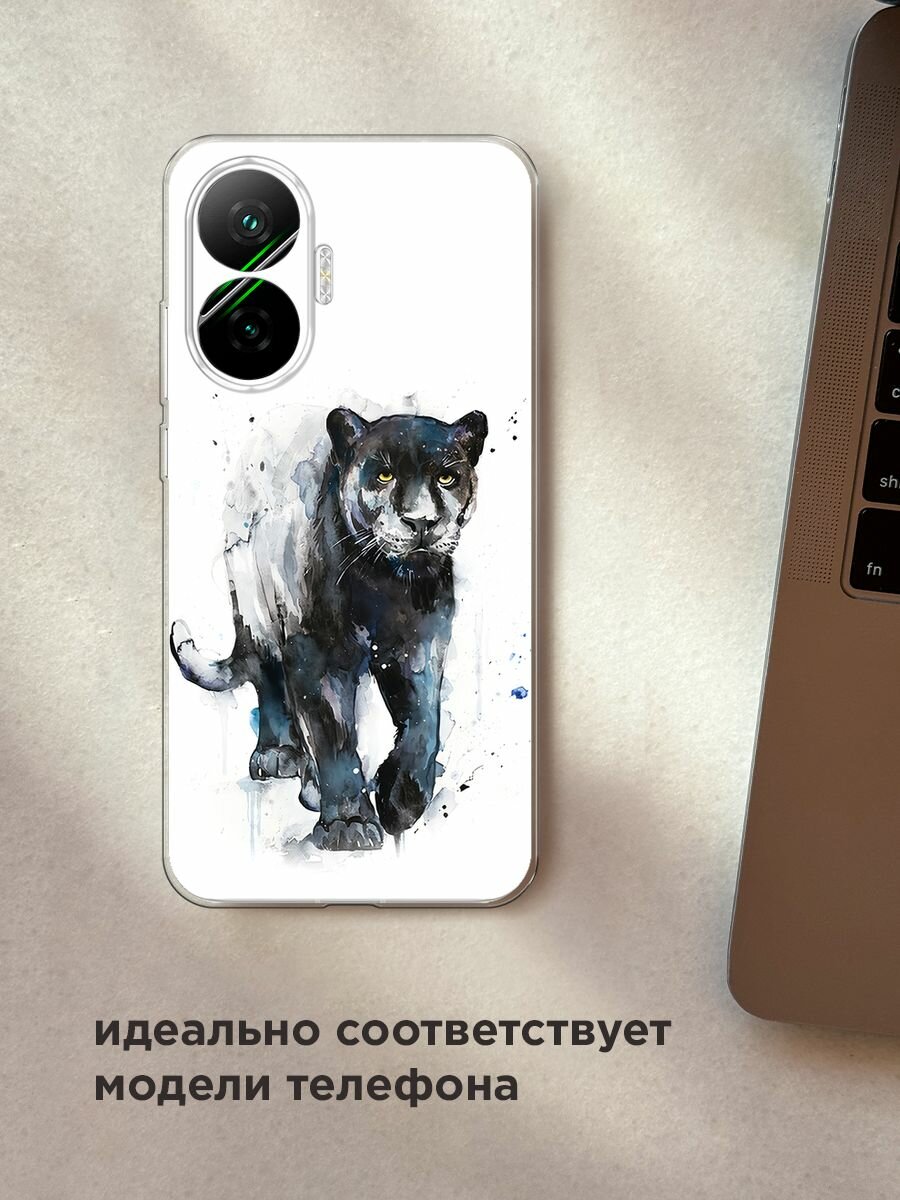 Силиконовый чехол на Poco F7 / Поко F7 с принтом "Пантера арт 3" — фото 1